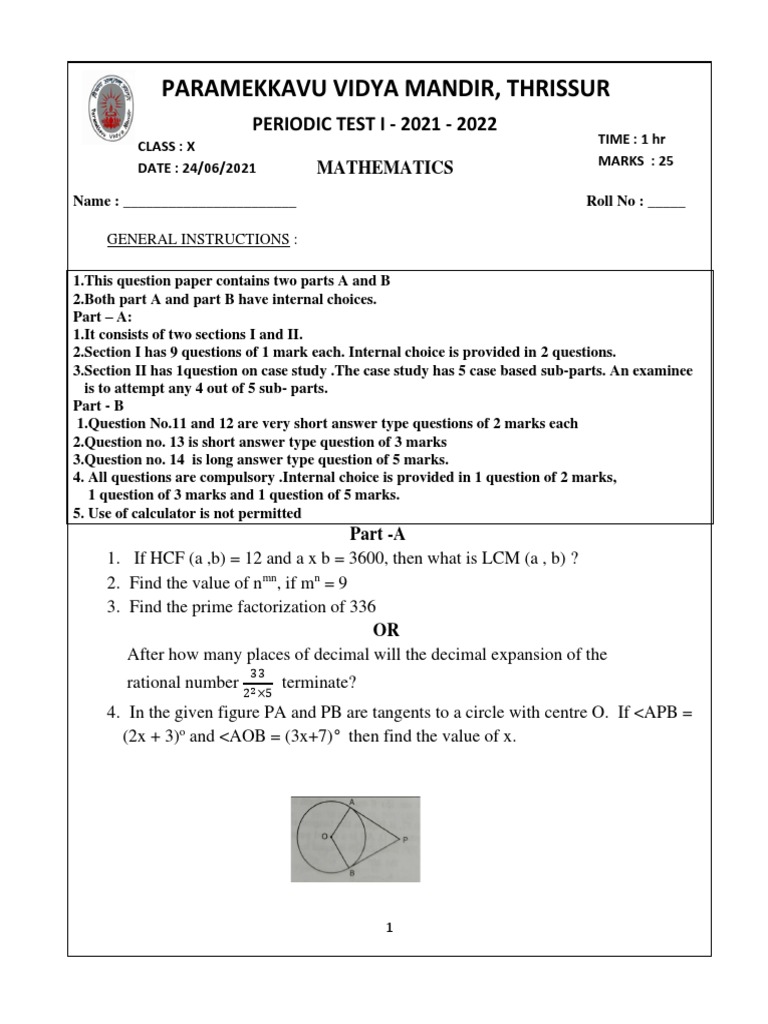 Std 10 Maths Qp New Pdf Discrete Mathematics Numbers
