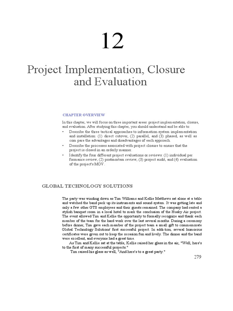 Chapter 12 - Project Implementation-Closure and Evaluation | PDF ...