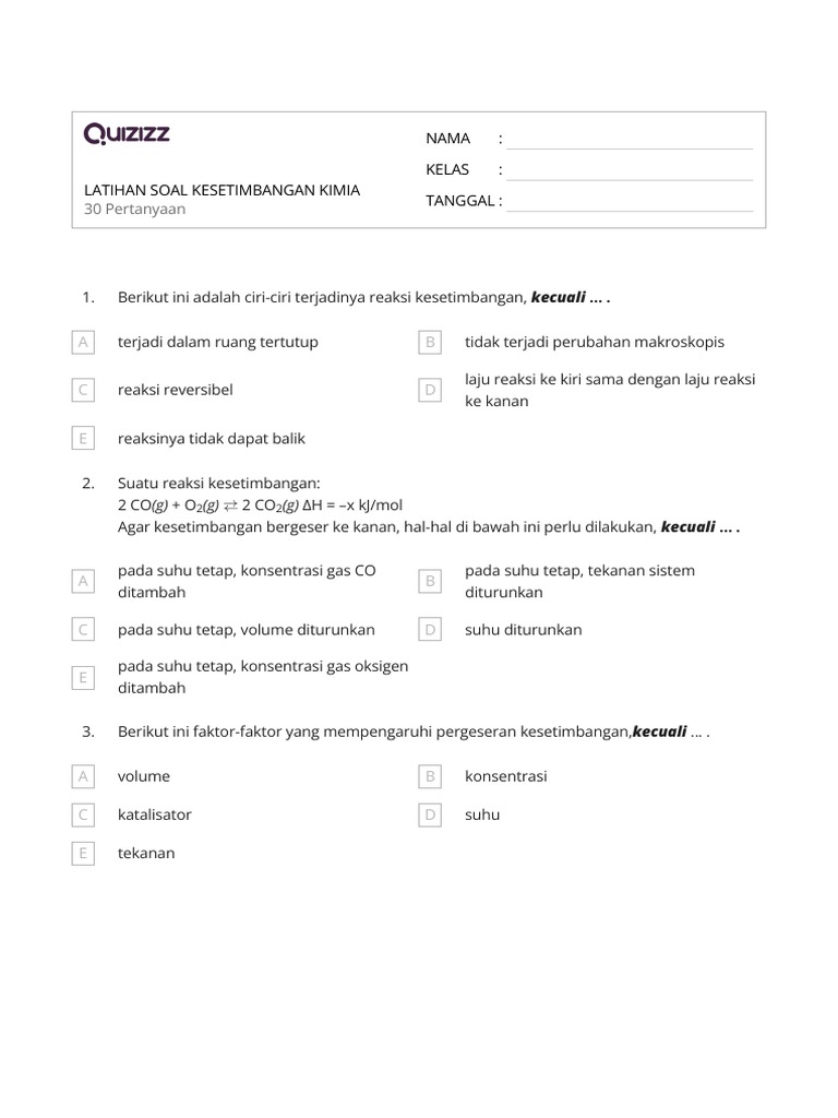 Latihan Soal Kesetimbangan Kimia | PDF