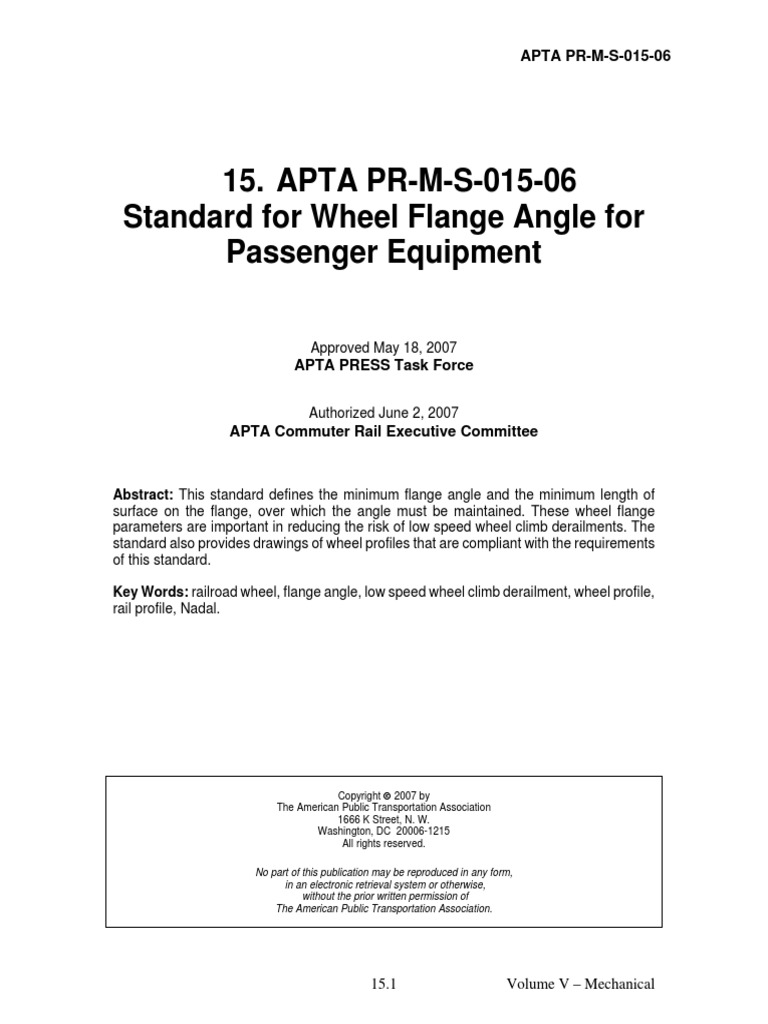 APTA PR-M-S-015-06-Standard For Wheel Flange Angle For Passenger ...