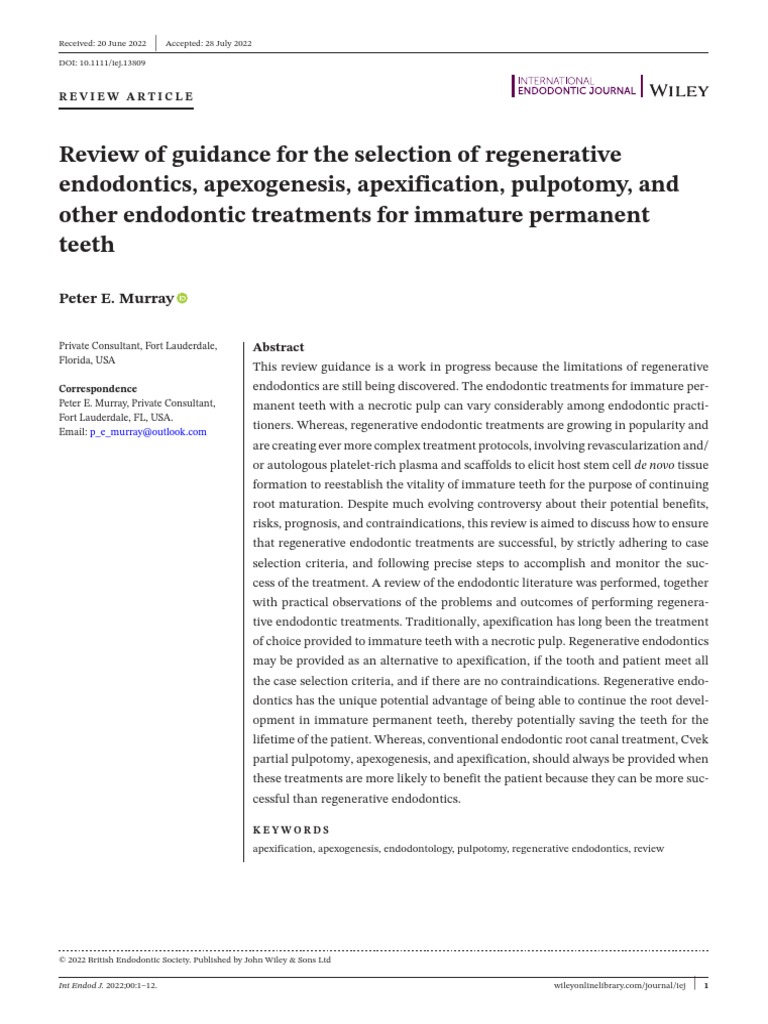 Unread - Int Endodontic J - 2022 - Murray - Review of Guidance For The ...