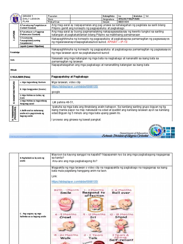 Grade 1 Daily Lesson Plan: Apinat - Ip-10 | PDF