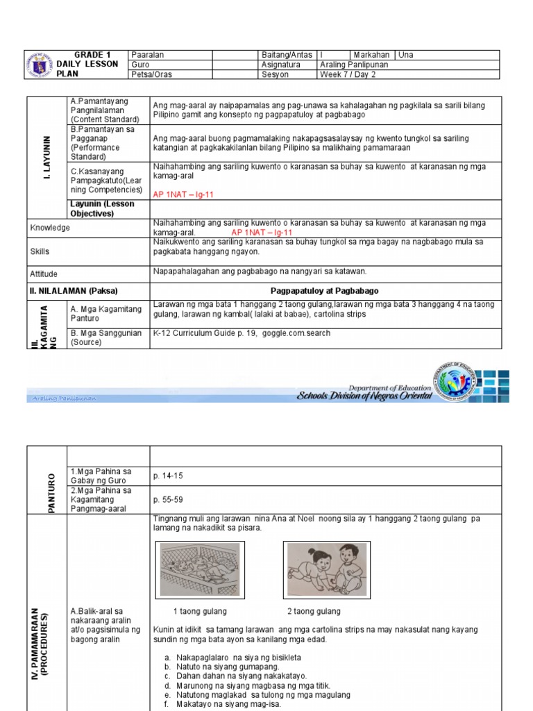 Grade 1 Daily Lesson Plan: AP 1NAT - Ig-11 | PDF