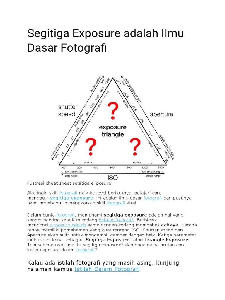 Segitiga Exposure Adalah Ilmu Dasar Fotografi | PDF