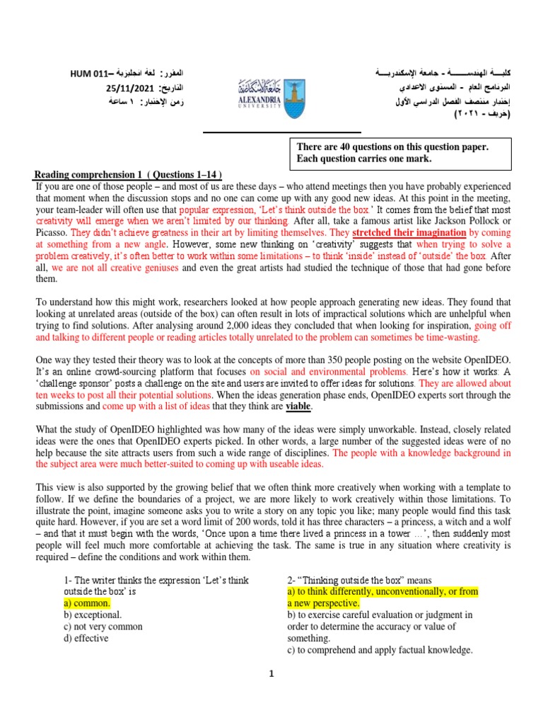 Midterm Exam (Answer Key) | PDF
