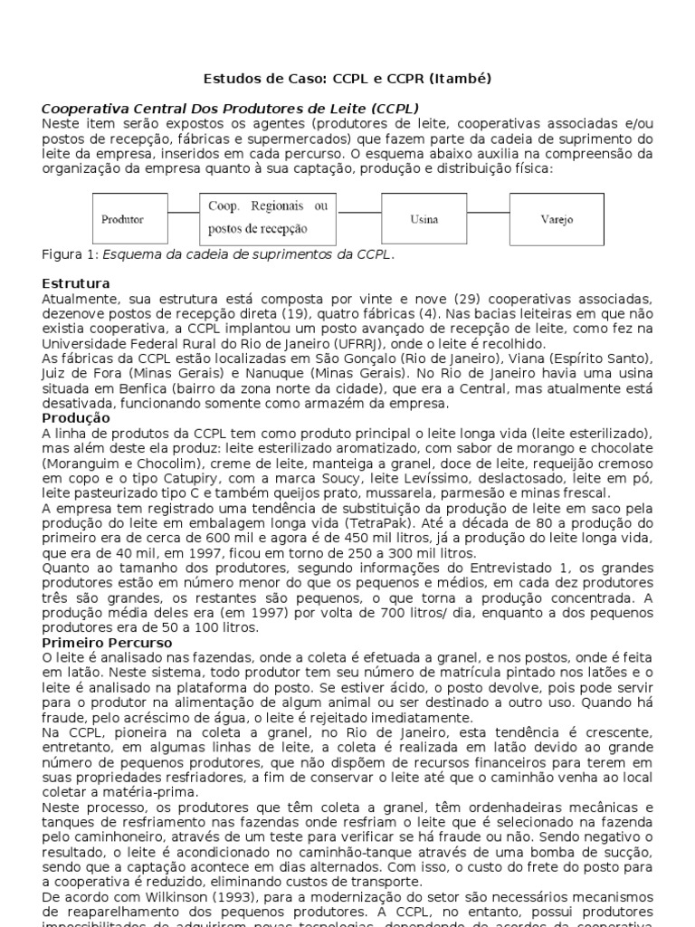 Cadeia de Suprimentos do Leite CCPL | PDF | Leite | Cooperativa