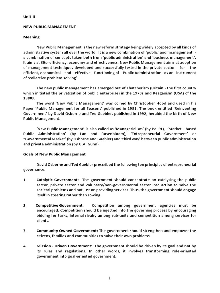 Unit-II NEW PUBLIC MANAGEMENT | PDF | Economies | Business Unit-II NEW PUBLIC MANAGEMENT | PDF | Economies | Business
