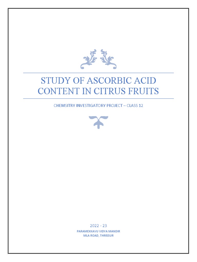 Chem Project - Class 12 | PDF | Vitamin C | Titration