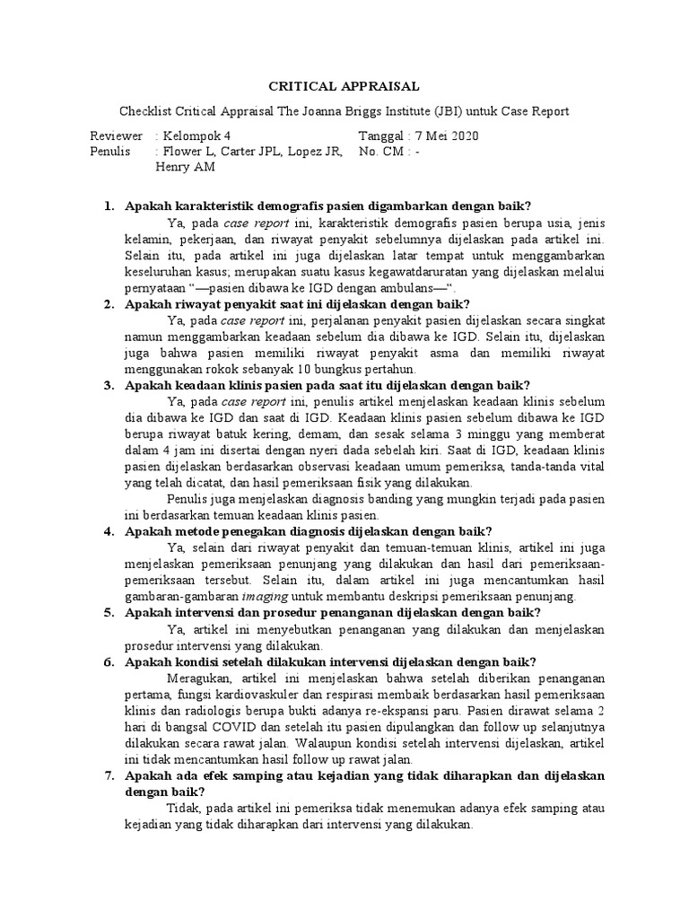 Critical Appraisal | PDF | Sains & Matematika