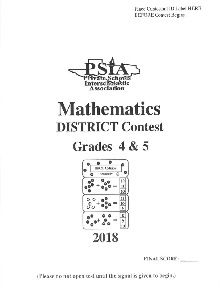 Math Grades 4 5 2018 | PDF
