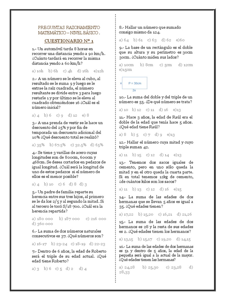 Preguntas Razonamiento Matemático | PDF