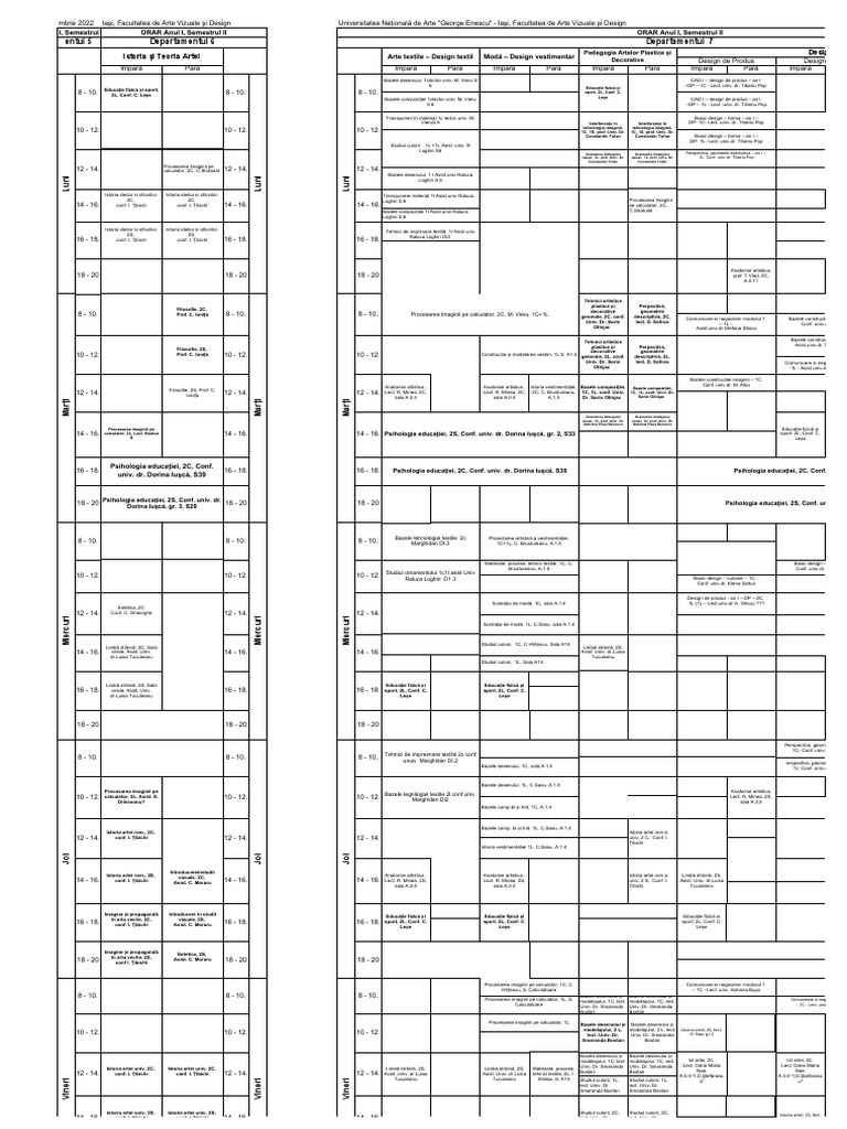 Orar-general-sem-I 2022-2023 | PDF