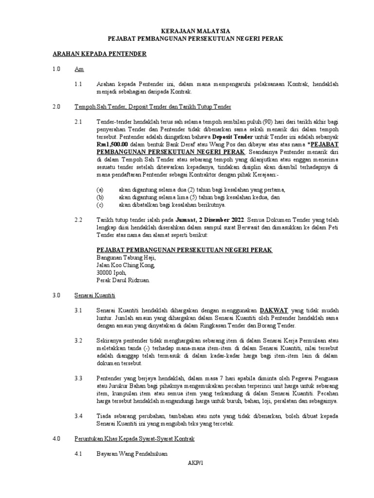 A Arahan Kepada Petender | PDF