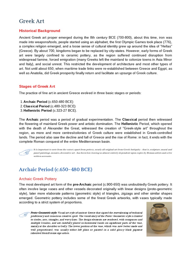 Archaic Greek Art: Styles and Characteristics | PDF | Ancient Greece ...