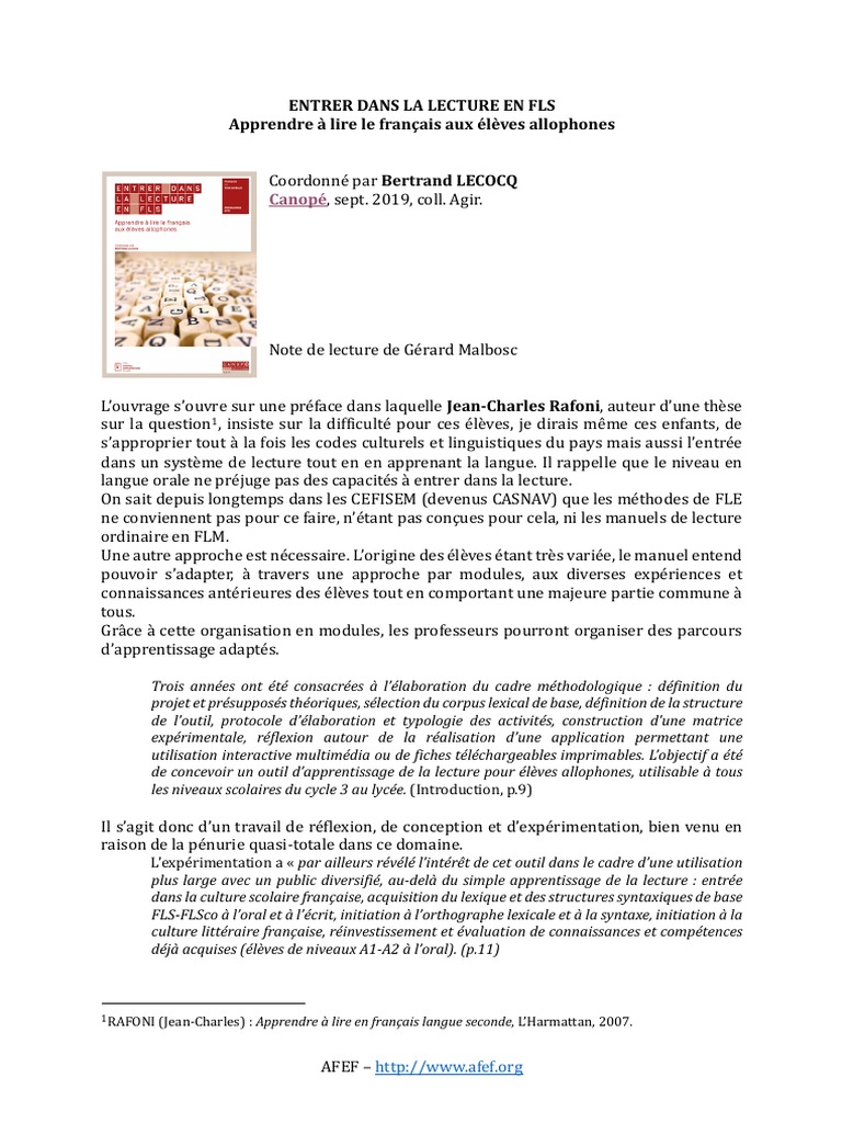 Entrer Dans La Lecture en Fls | PDF