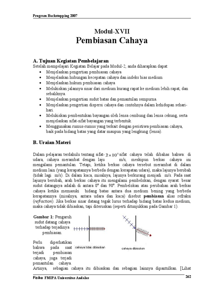 Modul 17 Pembiasan Cahaya | PDF | Sains & Matematika
