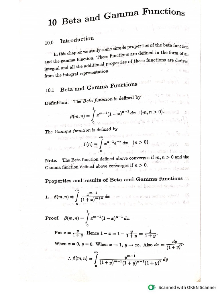 Beta & Gamma Functions | PDF