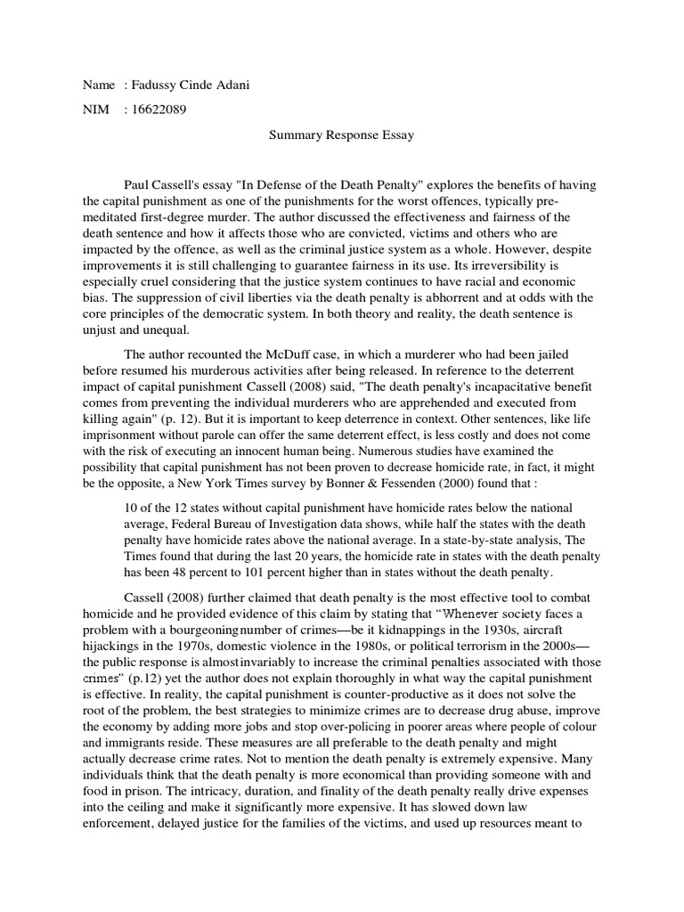 Summary Response Essay | PDF