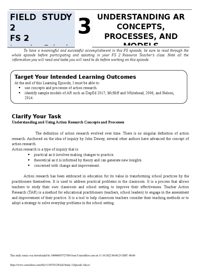 Field Study 2 Episode 3 | PDF | Teaching Method | Action Research