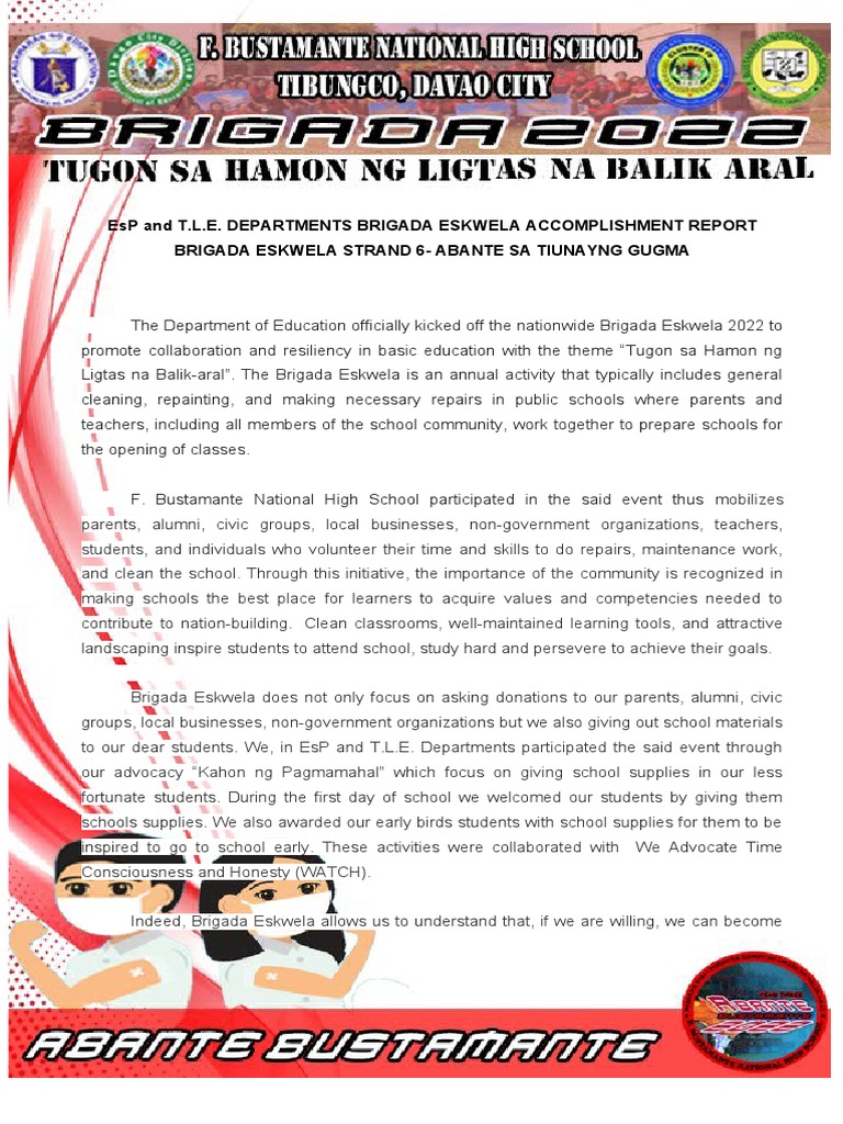 Brigada Template With Text | PDF | Teachers | Volunteering