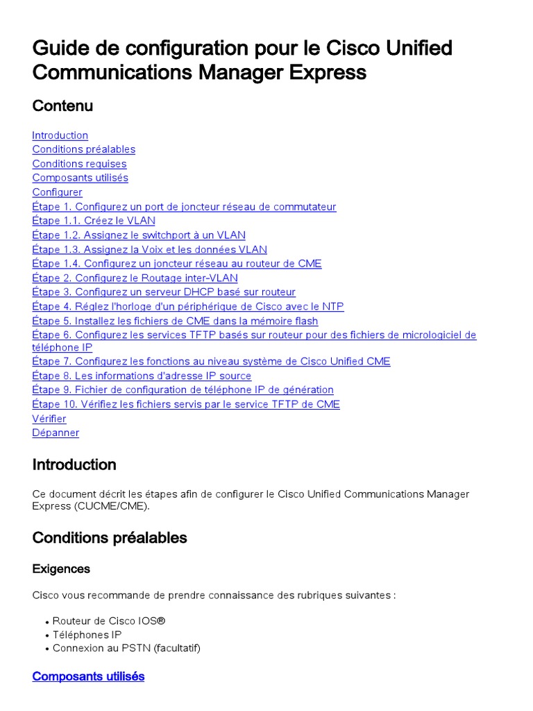 Basic Configuration Guide For CUCME CME | PDF | Protocoles Internet ...