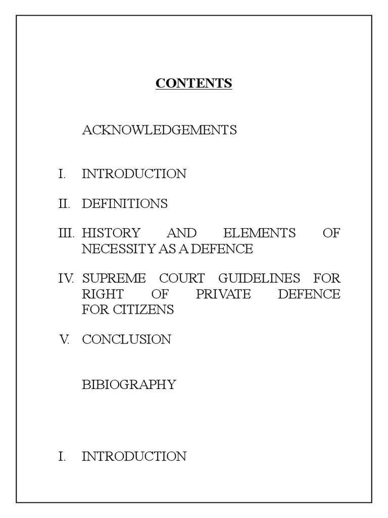 Guidelines on the Defence of Necessity in India: History, Elements and the Right to Private ...