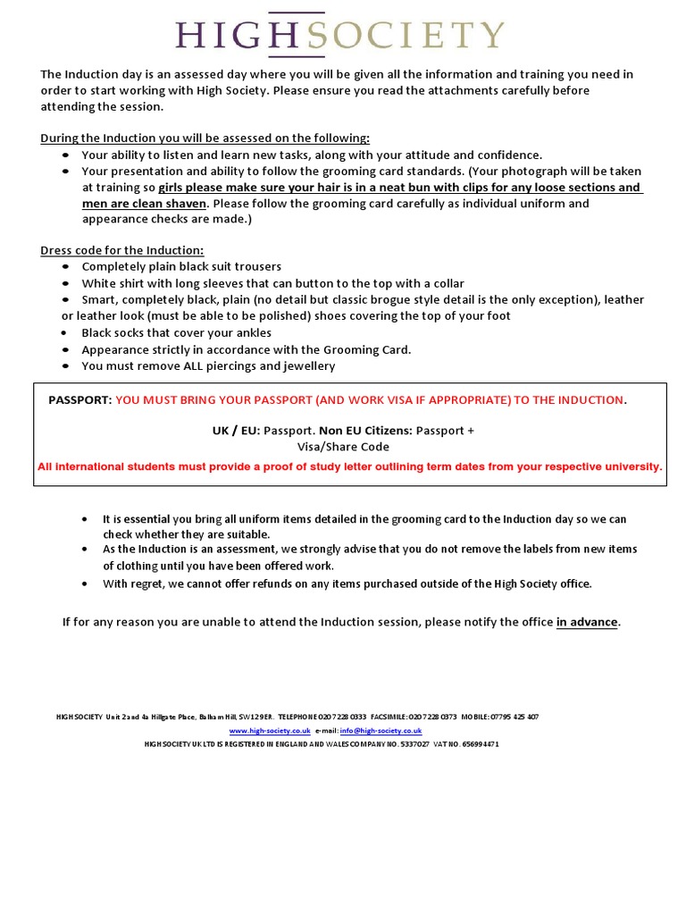 High Society Induction Letter 2022 | PDF