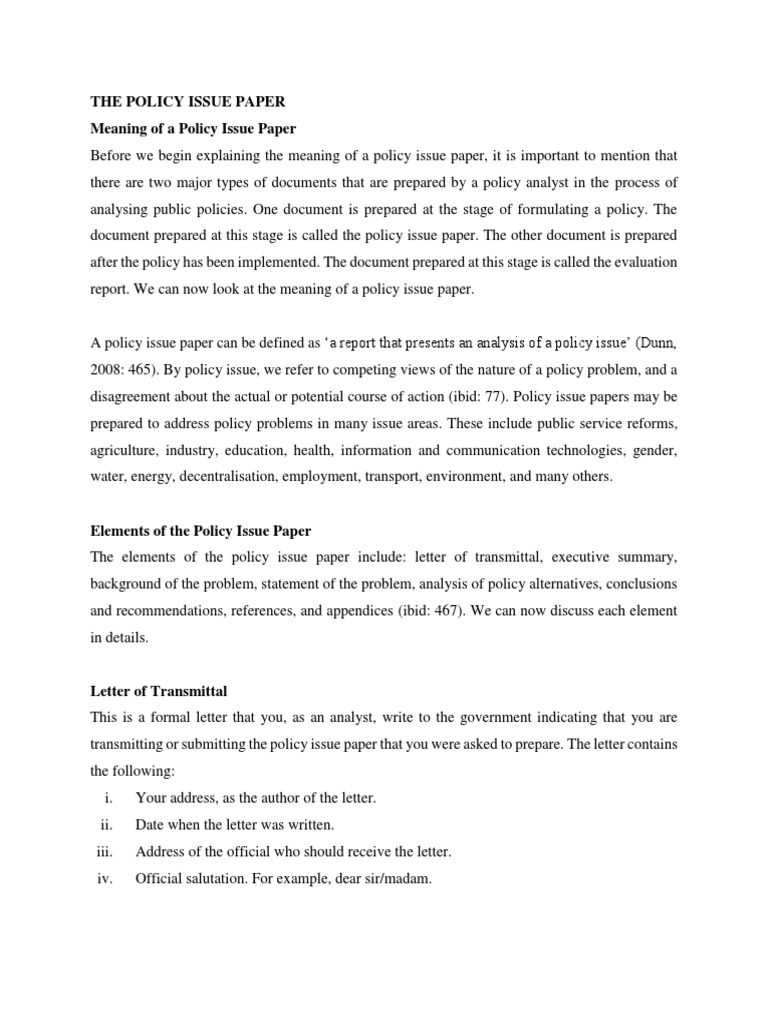 Policy Issue Paper | PDF