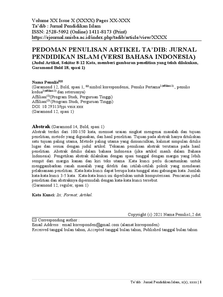 Template Artikel - Ta'Dib - 2021 - Ind | PDF