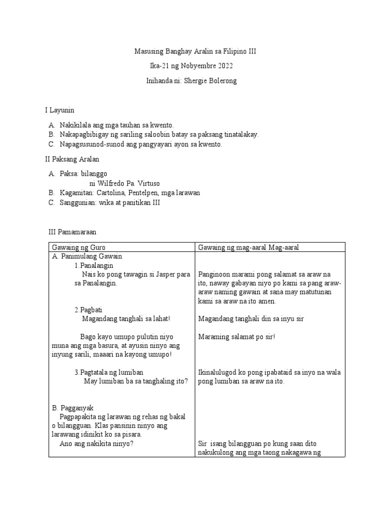 Bs Fil Lesson Plan | PDF