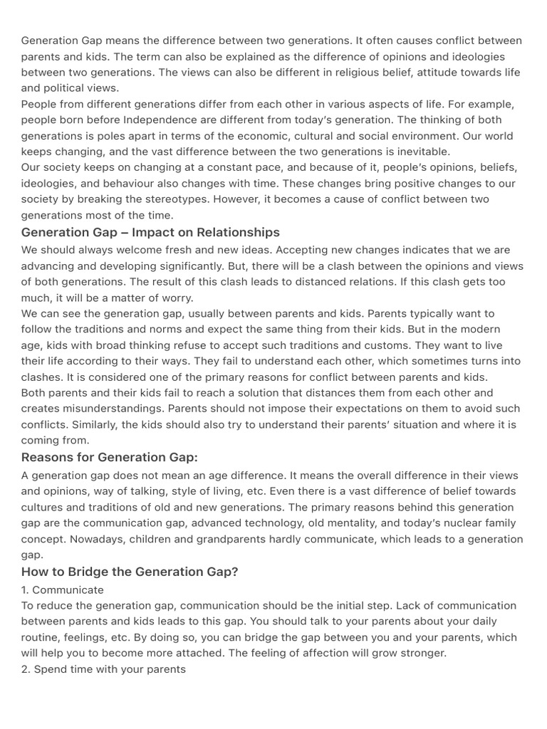 Understanding the Generation Gap | PDF | Communication | Ideologies