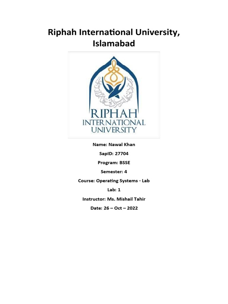 Riphah International University, Islamabad | PDF | Operating System ...