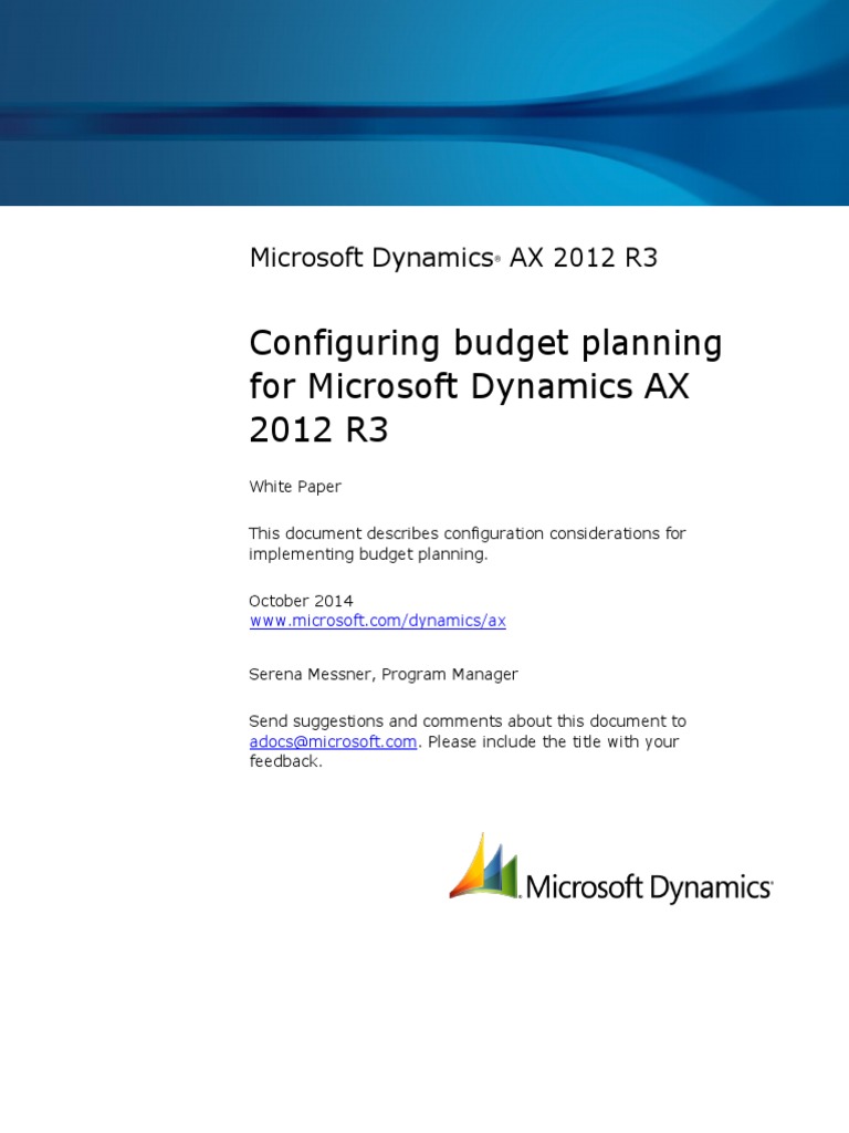 Configuring Budget Planning For Microsoft Dynamics Ax 2012 Pdf 