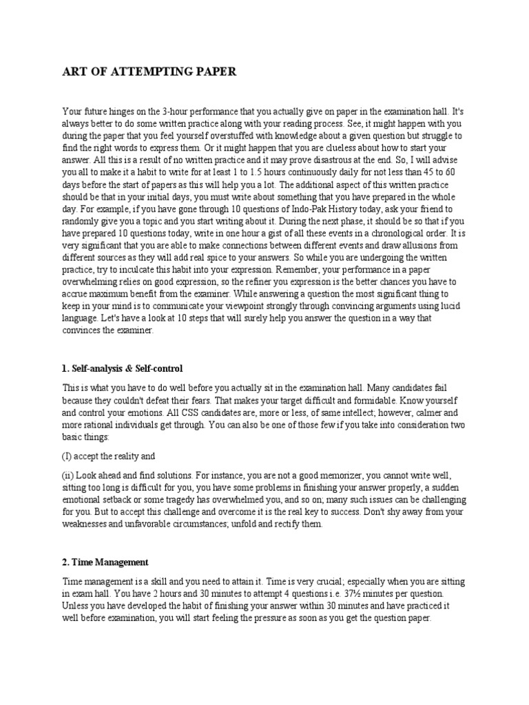 Art of Attempting Paper | PDF
