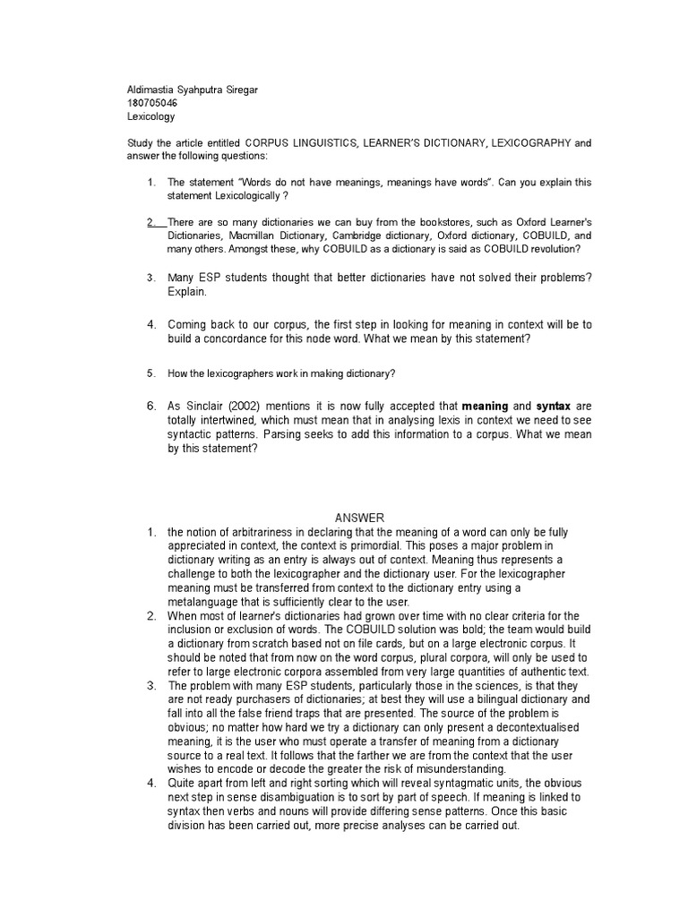 Aldimastia S - Leksiko - UAS | PDF | Lexicography | Part Of Speech