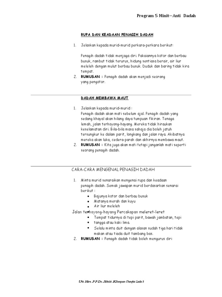 Bahan 5 Minit Anti Dadah | PDF