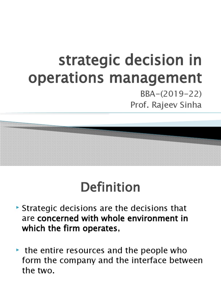 Strategic Decisions in Operations Management | PDF | Operations ...