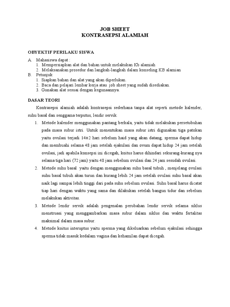 Metode Kontrasepsi Alami: Panduan Praktis | PDF
