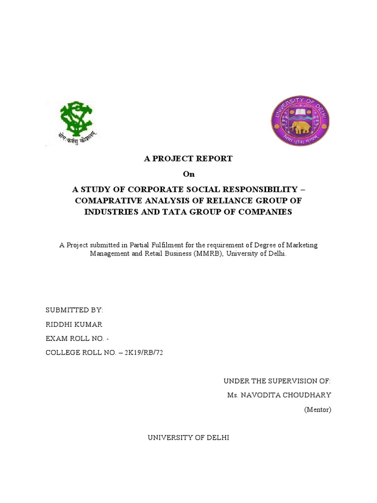 Project Report Riddhi Kumar | PDF | Corporate Social Responsibility | Business