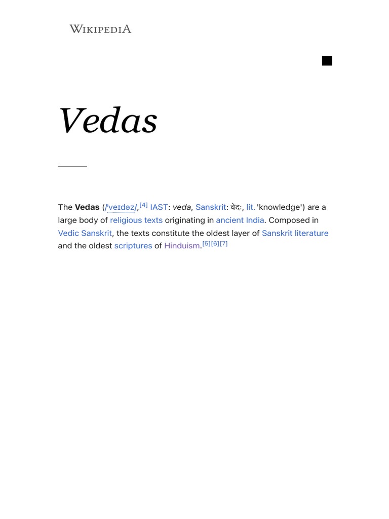 Vedas - Wikipedia | PDF | Classics