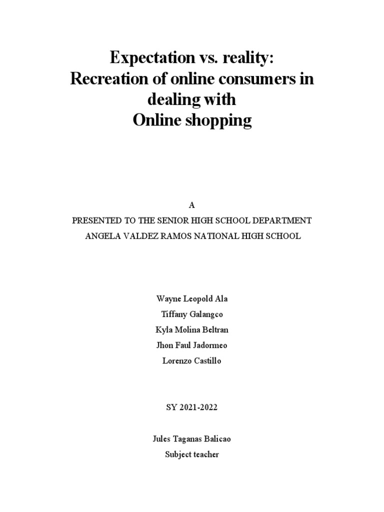 Expectation Vs Reality Reaction of Online Consumers in Dealing With Online Shopping | PDF ...
