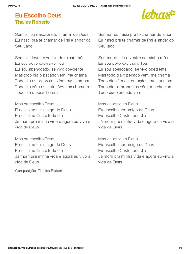 Eu Escolho Deus Thalles Roberto | PDF | Religião e Espiritualidade