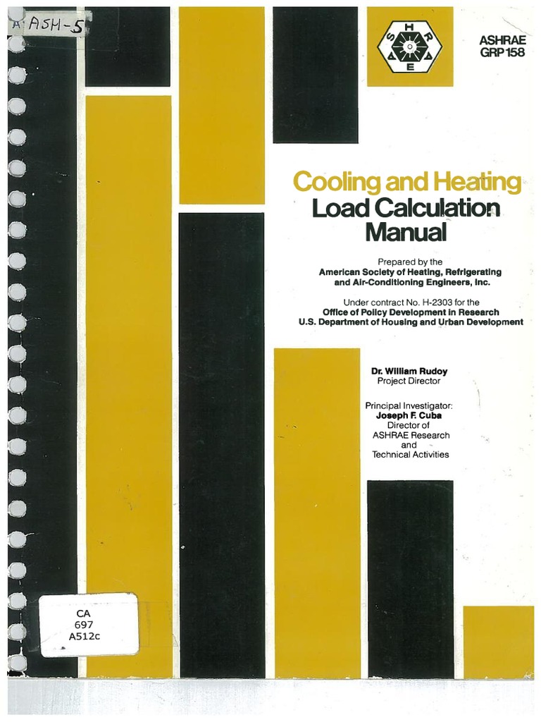 Ashrae Cooling and Heating Load Calculation Manual PDF Free | PDF Ashrae Cooling and Heating Load Calculation Manual PDF Free | PDF