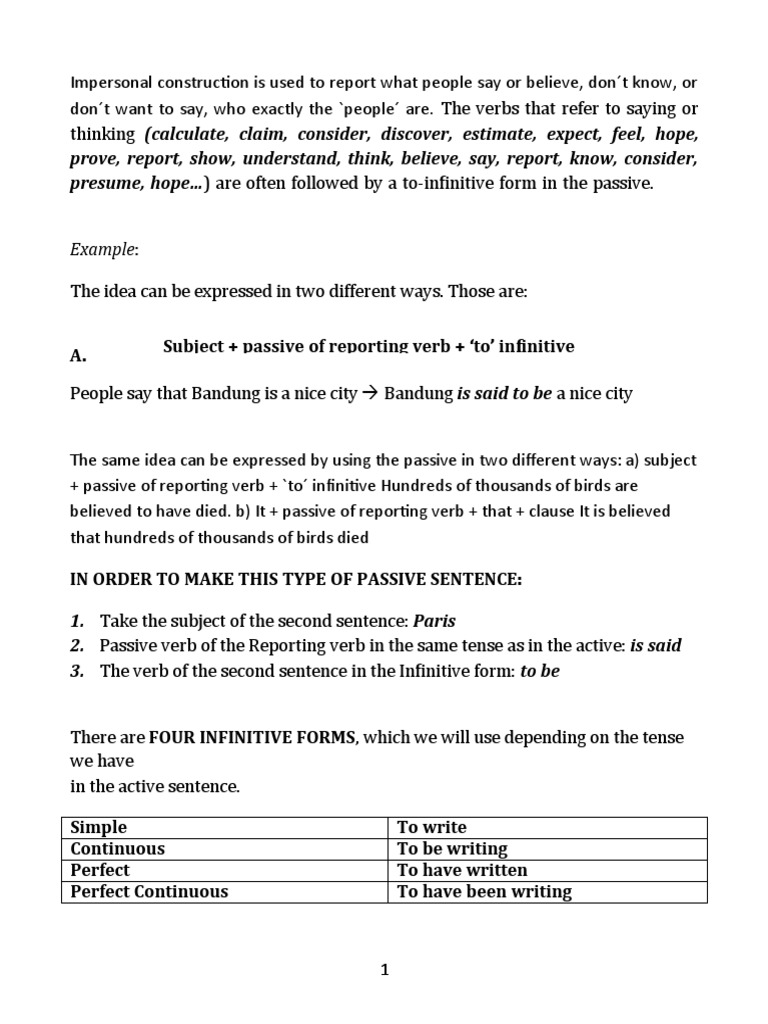 Katherin Nicasio Passive Report Structure - Reporting Clauses in The Passive | PDF | Verb ...
