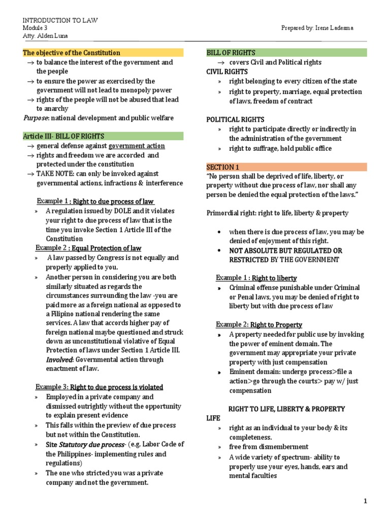 Intro To Law Reviewer | PDF