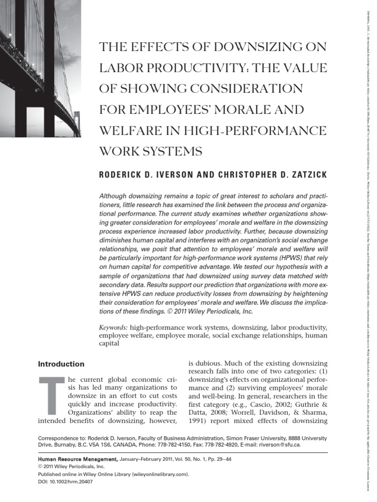 Iverson and Zatzick The Effects of Downsizing On Labor Productivity ...