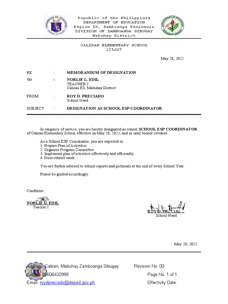 Designation Orders for School Coordinators | PDF | Child Protection ...