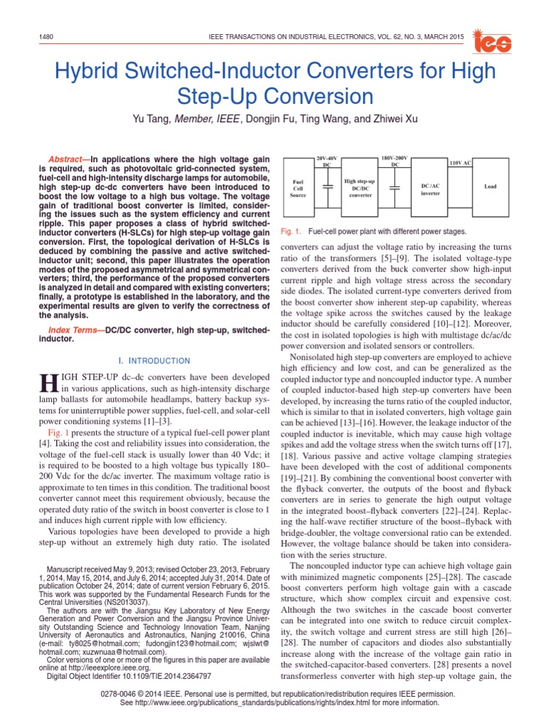 Hybrid Switched-Inductor Converters For High Step-Up Conversion | PDF | Inductance | Power ...
