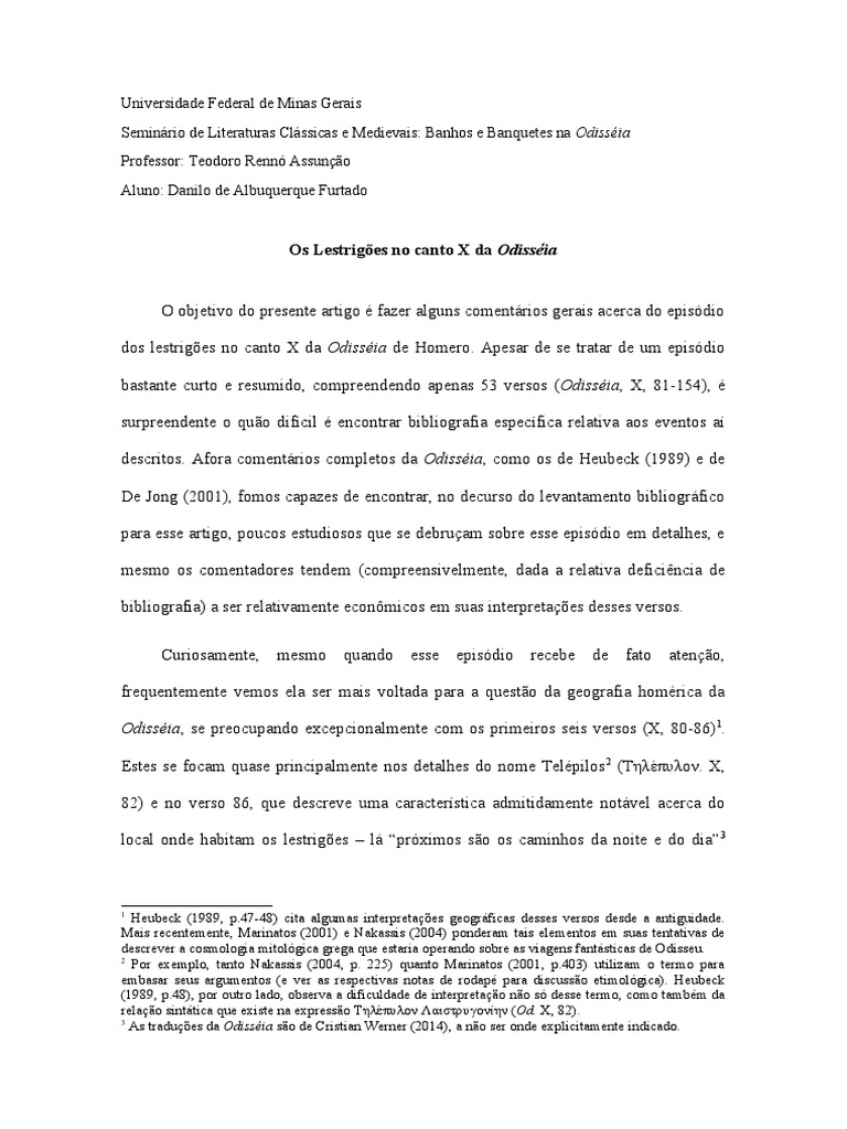 Análise dos Lestrigões na Odisséia | PDF | Odisseia | Geografia