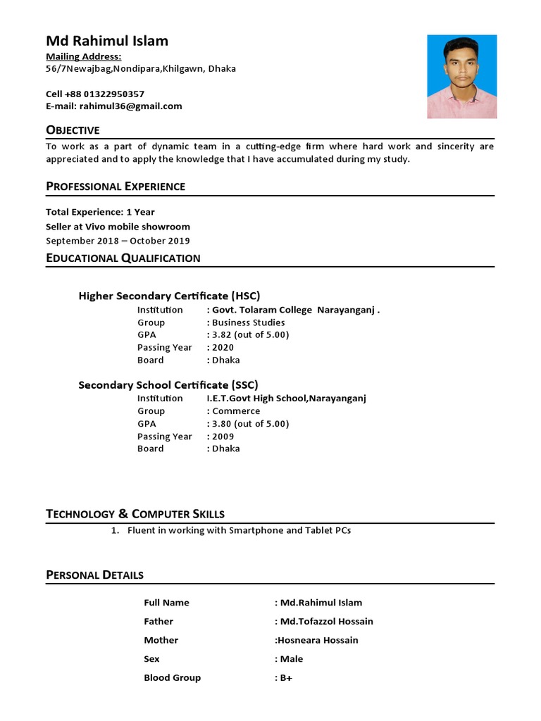 Common CV Format 01 - KVWropMDMX9QzY8 | PDF
